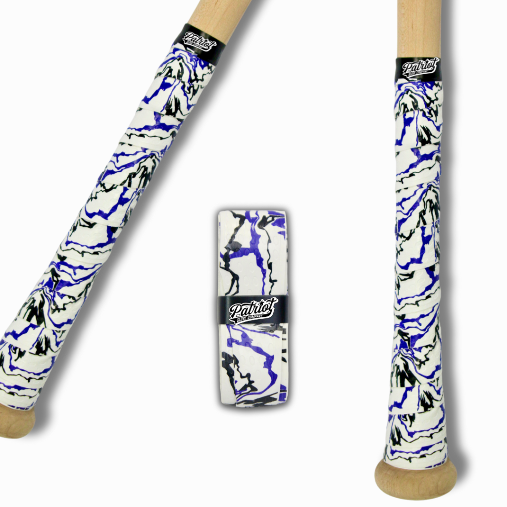 Bat Grip White Blue Splatter - Patriot Glove Company